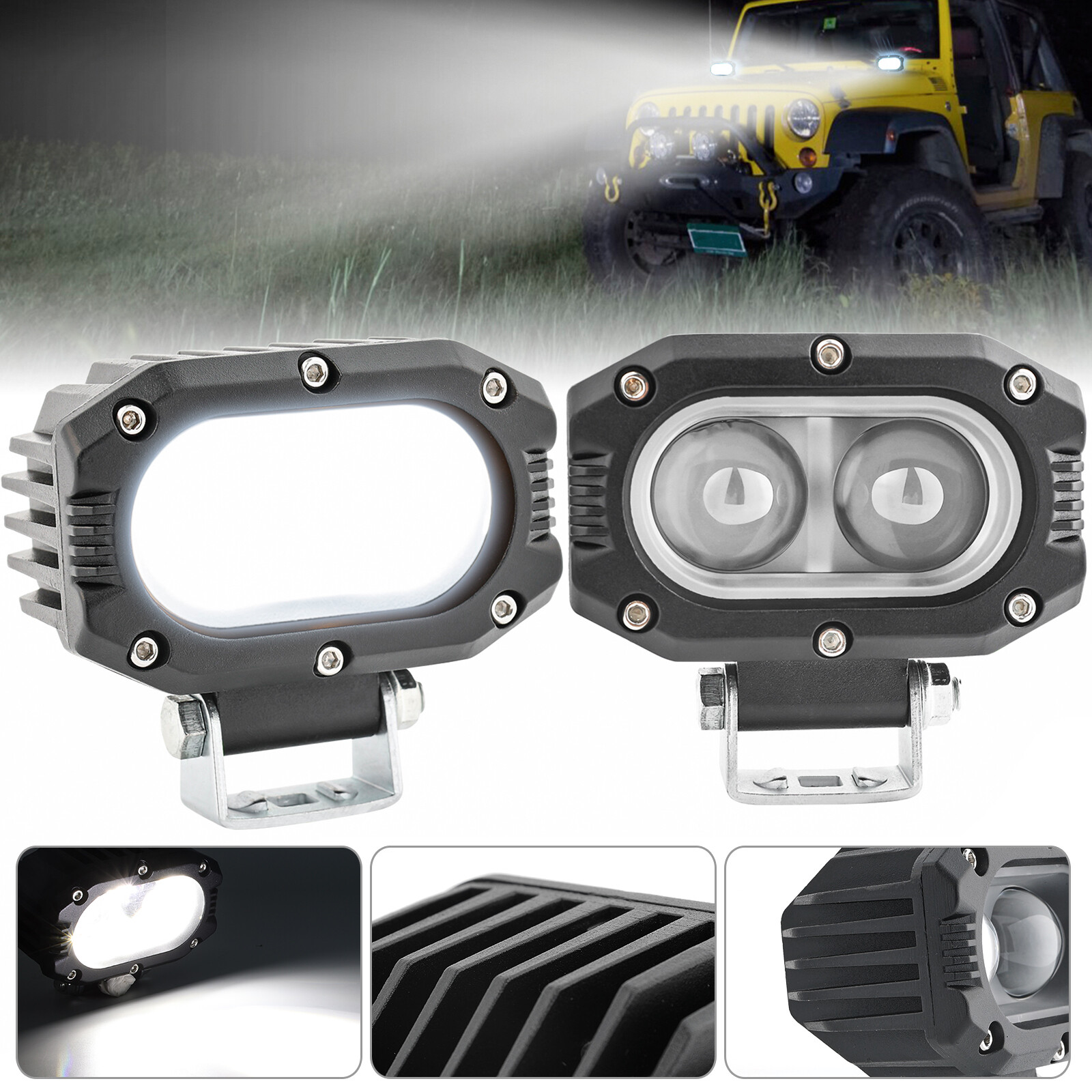 4inch 2X LED Work Pod Light Bar Spot Truck Offroad 4WD ATV Driving Fog ...