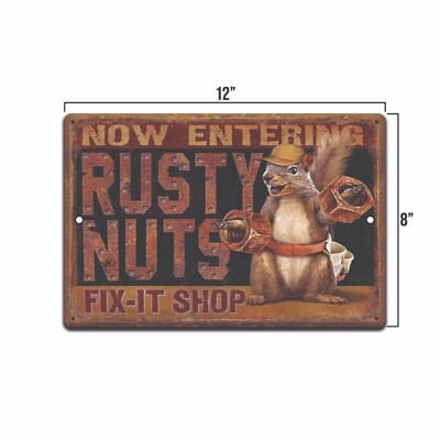 ENTERING RUSTY NUTS SHOP FUNNY 8X12 METAL NOVELTY GARAGE SIGN | eBay