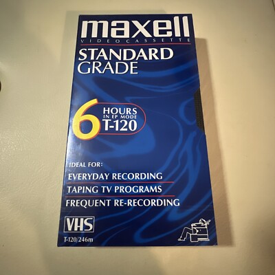 MAXELL VHS Video Cassette 6 Hr In EP Mode Standard Grade T-120 New ...