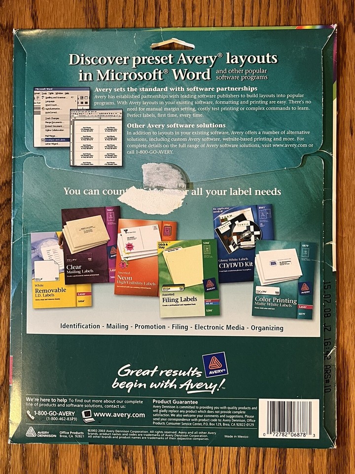 88 Avery Labels 6878, 22 sheets, Color Printing, Matte White Finish 3. ...