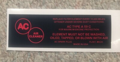 Chevy 348 tri power air cleaner decal fits Impala, Bel Air, Biscayne 59 ...