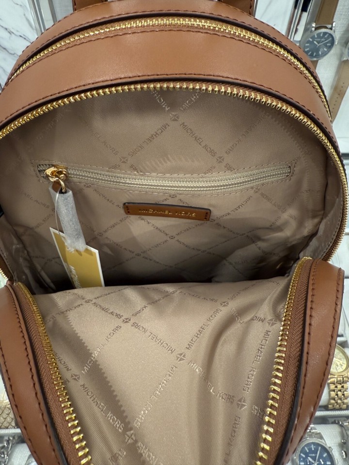 Michael Kors Jaycee Medium MK Signature Logo Backpack Luggage Brown | eBay