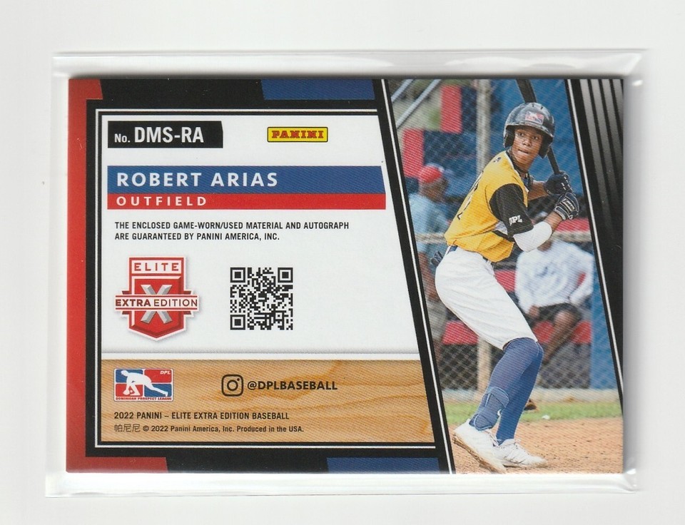 ROBERT ARIAS 2022 Elite Extra Edition Dominican Prospect League AUTO # ...