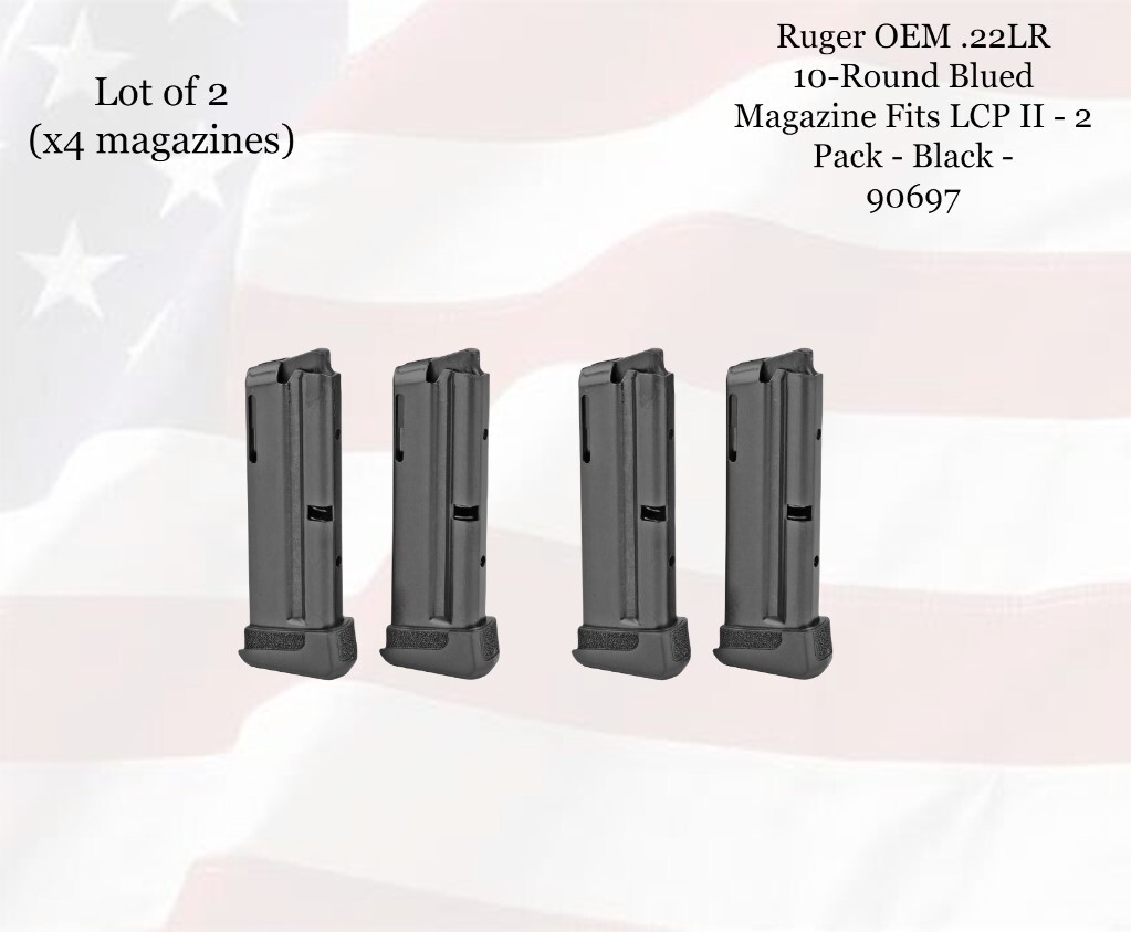 LOT of (4) Ruger OEM .22LR 10rd Blued Magazine Fits LCP II, Black ...