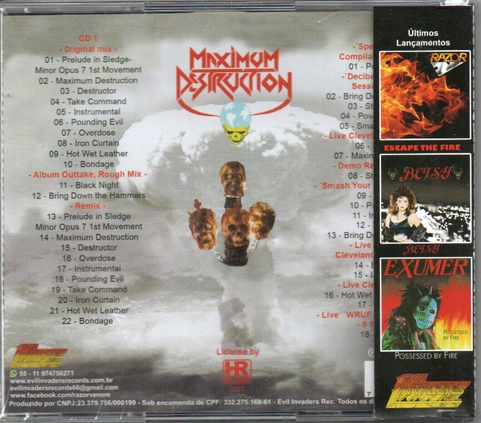 DESTRUCTOR Maximum Destruction 2 CD ( JEWELBOX LTD EDITION) | eBay