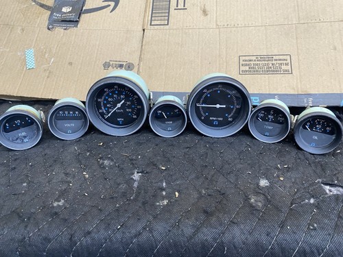 Teleflex Boat Gauge Set Of 7 Black And Blue Face #4 | eBay
