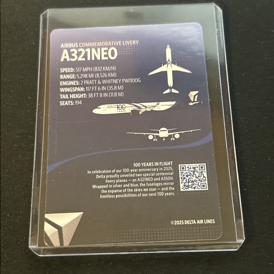 Delta Air Lines Trading Card A321 card No. 78 LIMITED ED. 100th ...