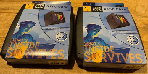 VINTAGE CASE LOGIC HARD DISC CASE LOT ( QTY 2 ) EACH HOLDS 12 DISCS ...