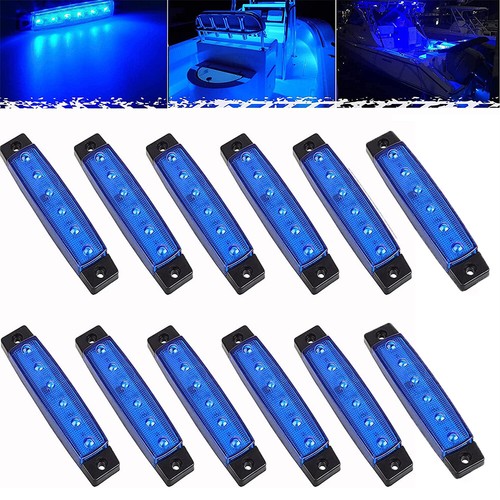 12X 12V Marine Boat Blue LED Deck Courtesy Lights Waterproof Stern ...