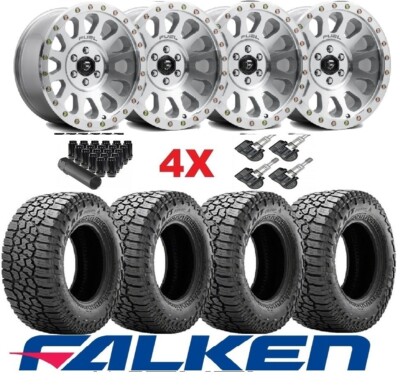 FUEL VECTOR MACHINED TIRE FALKEN WILDPEAK A/T4W D647 285 70 17 PACKAGE ...