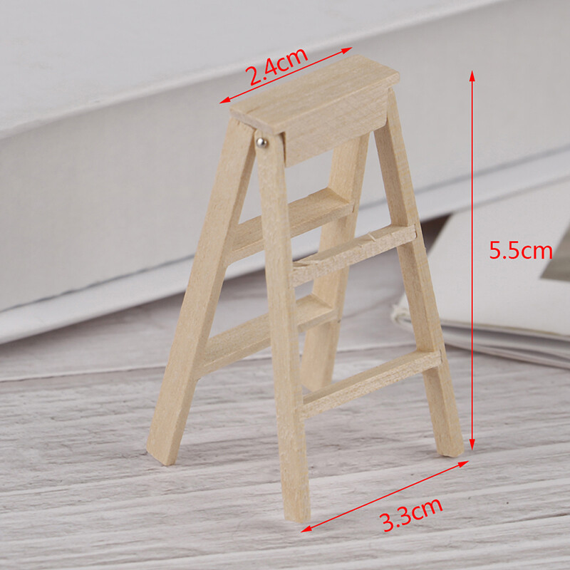 1Pc 1:12 Dollhouse Miniature Furniture Wooden Ladder for Doll House ...