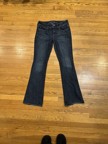 American Eagle Low Rise Artist Flare Jeans Womens Dark Rich Indigo Blue ...