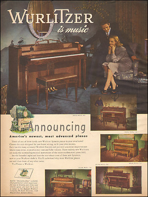 1947 vintage musical instrument AD WURLITZER ORGANS PIANOS (112815) | eBay
