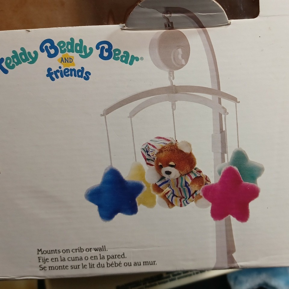 Teddy Beddy Bear & Friends Stars Musical Mobile Baby Crib Nursery Vtg ...