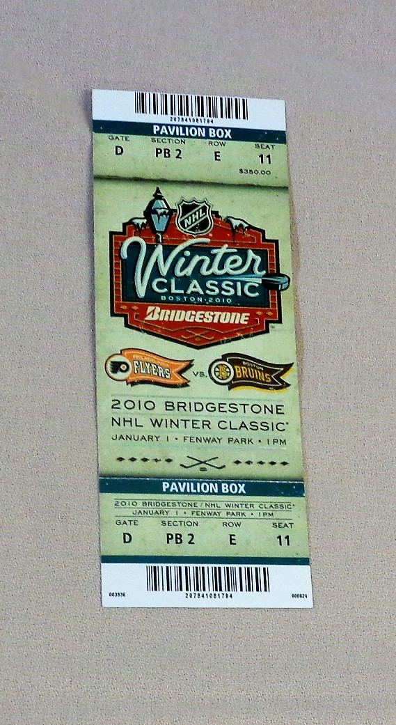 2010 Winter Classic Boston Bruins Philadelphia Flyers Full Ticket Stub ...