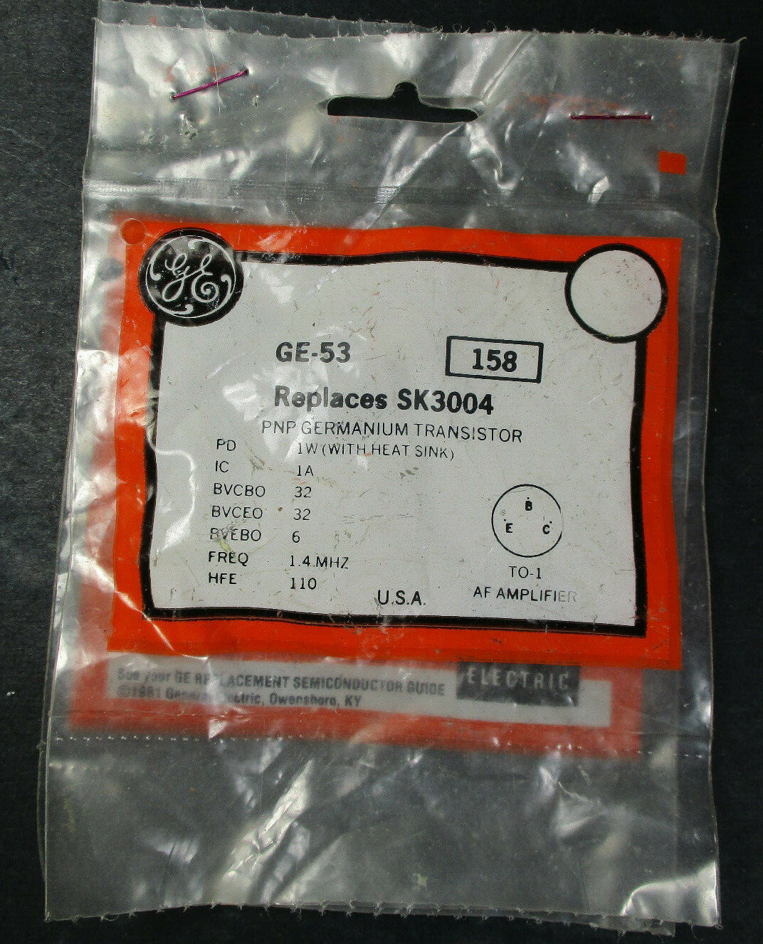 GE-21, GE-53, GE-22, 2N3251, 2N4125, NTE159, SK3466,2N2221A,2N3903 ...