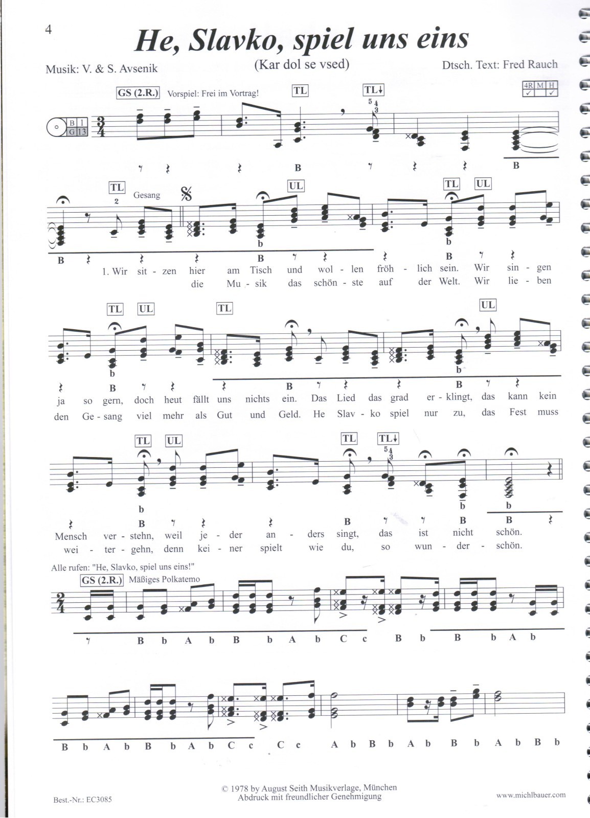 Steirische Harmonika Noten : AVSENIK He Slavko spiel uns eins ...