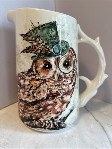 PIER 1 Steampunk Owl 2 quart ceramic pitcher NWT 25 | eBay