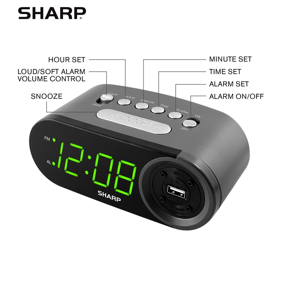 Digital Easy to Read Alarm Clock with 2 AMP High-Speed USB Charging Power Por... | eBay