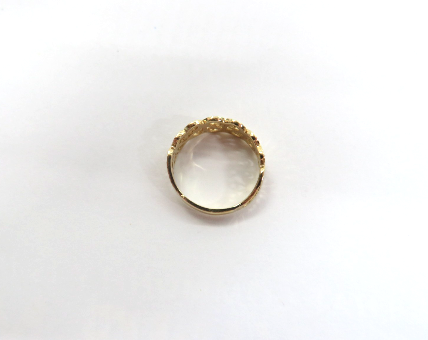 L@@K Filigree Real 14K Yellow GOLD Promise Band Ring with Hearts design ...