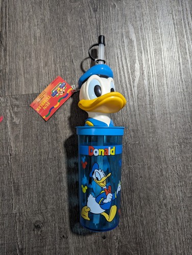 Vintage Donald Duck Drink Cup w/ Straw Disney Mickey Kids Tumbler ...
