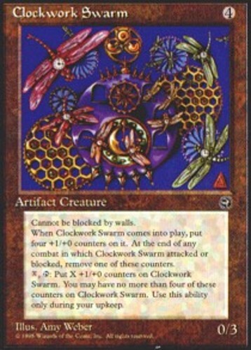 Heavy Play, French MTG Regular Clockwork Swarm Homelands Magic the ...