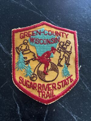 Green County WI Sugar River State Trail Bicycle Patch 70s Sew On 5 ...