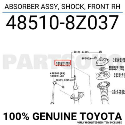 485108Z037 Genuine Toyota ABSORBER ASSY, SHOCK, FRONT RH 48510-8Z037 | eBay