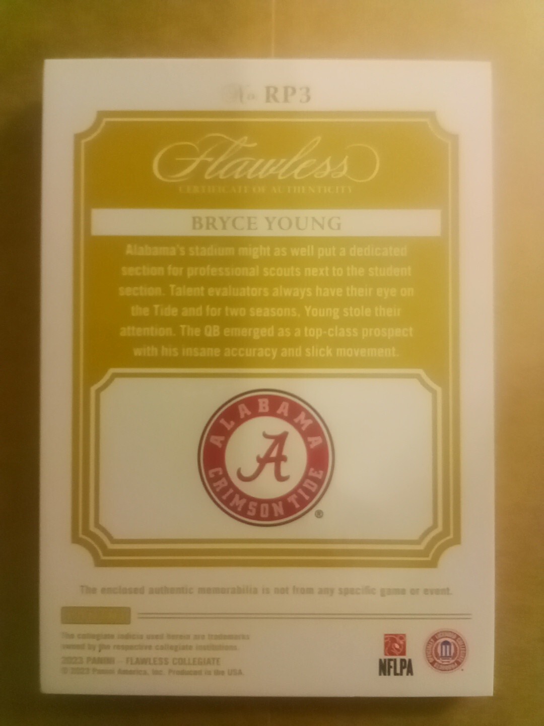 2023 Panini Flawless Bryce Young 2 Color Rookie Jersey Patch Relic Mint ...