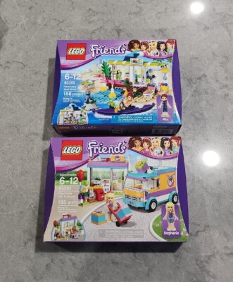 LOT Lego Friends Set #41315& #41310 Heartlake Gift Delivery & Surf Shop ...