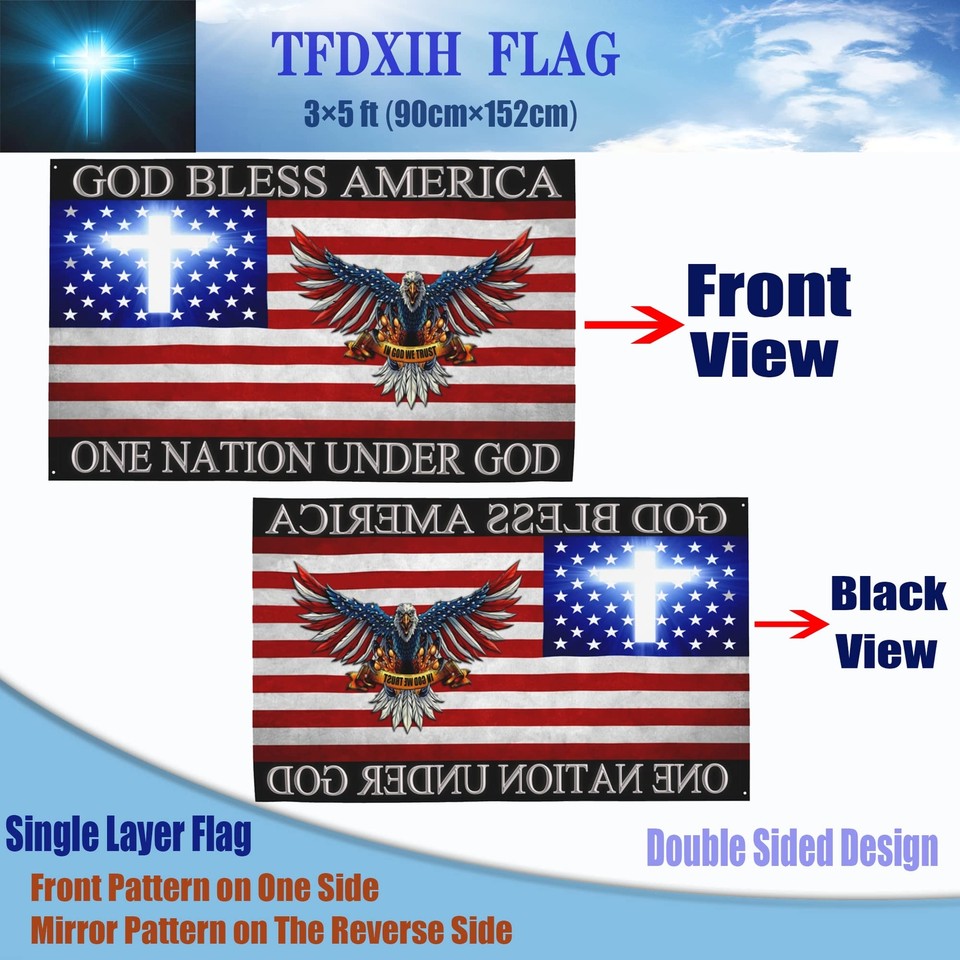 One Nation Under God Jesus Flag God Bless America Flag 3x5 Ft Outdoor ...