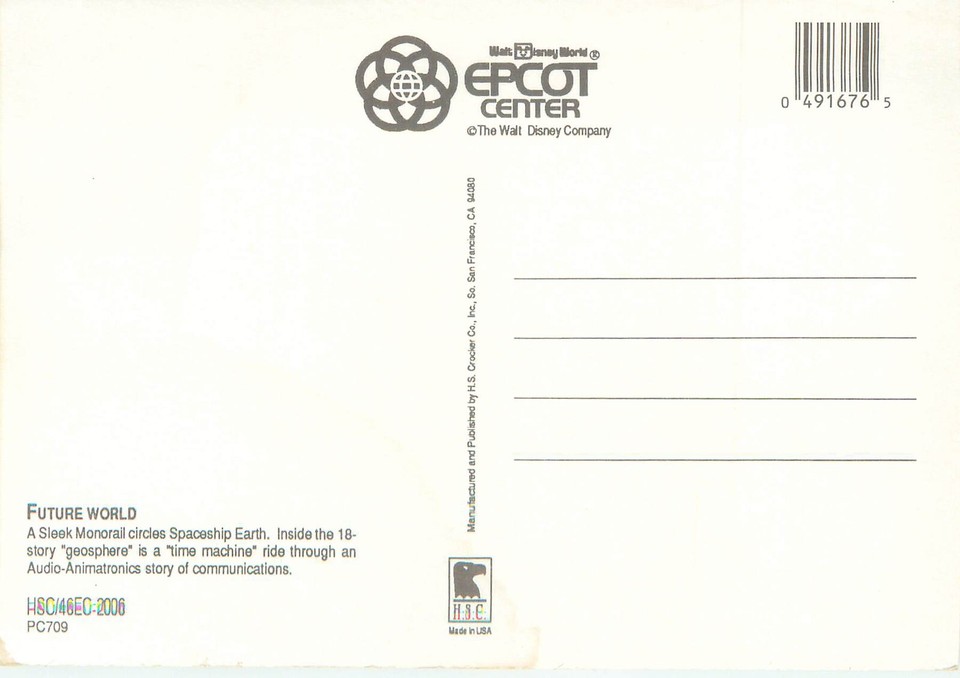 Vintage Postcard: Future World, Monorail At Epcot, Disney World, FL | eBay