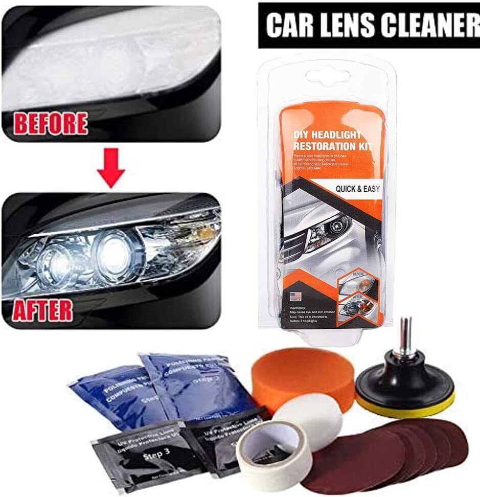 Headlight Restoration Kit and Lens Sealer Restore Plastic Headlamp ...