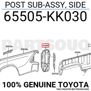 65505KK030 Genuine Toyota POST SUB-ASSY, SIDE 65505-KK030 | eBay