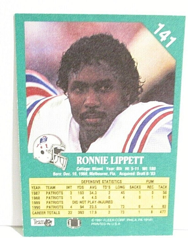 1991 Fleer Ronnie Lippett #141 - Patriots | eBay