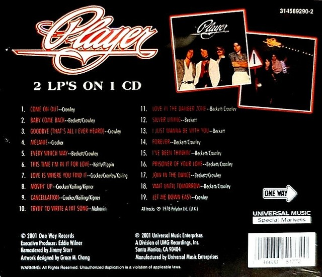 Player/Danger Zone by Player (CD, Jul-2001, One Way Records) for sale ...