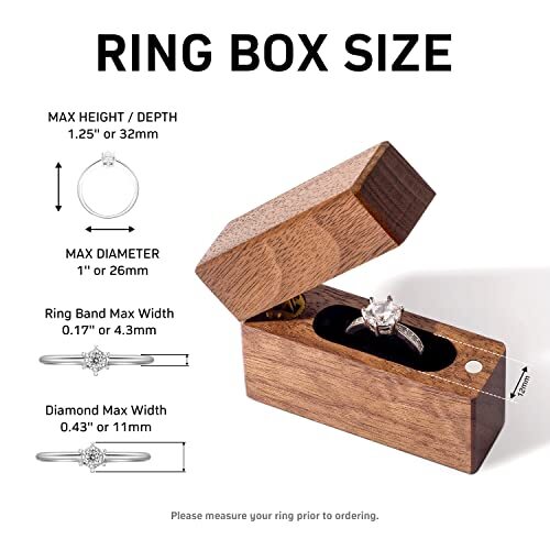 Wislist Wooden Engagement Ring Box Small Slim Flat Ring Case for | eBay