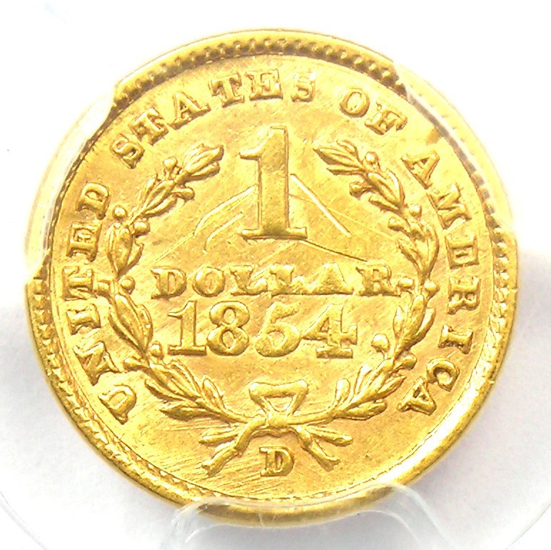 1854-D Liberty Gold Dollar G$1 - Certified PCGS AU Detail - Rare ...