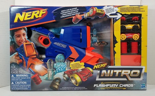 Nerf Nitro FlashFury Chaos Set Launcher Racing Foam Car Blaster Ramp ...
