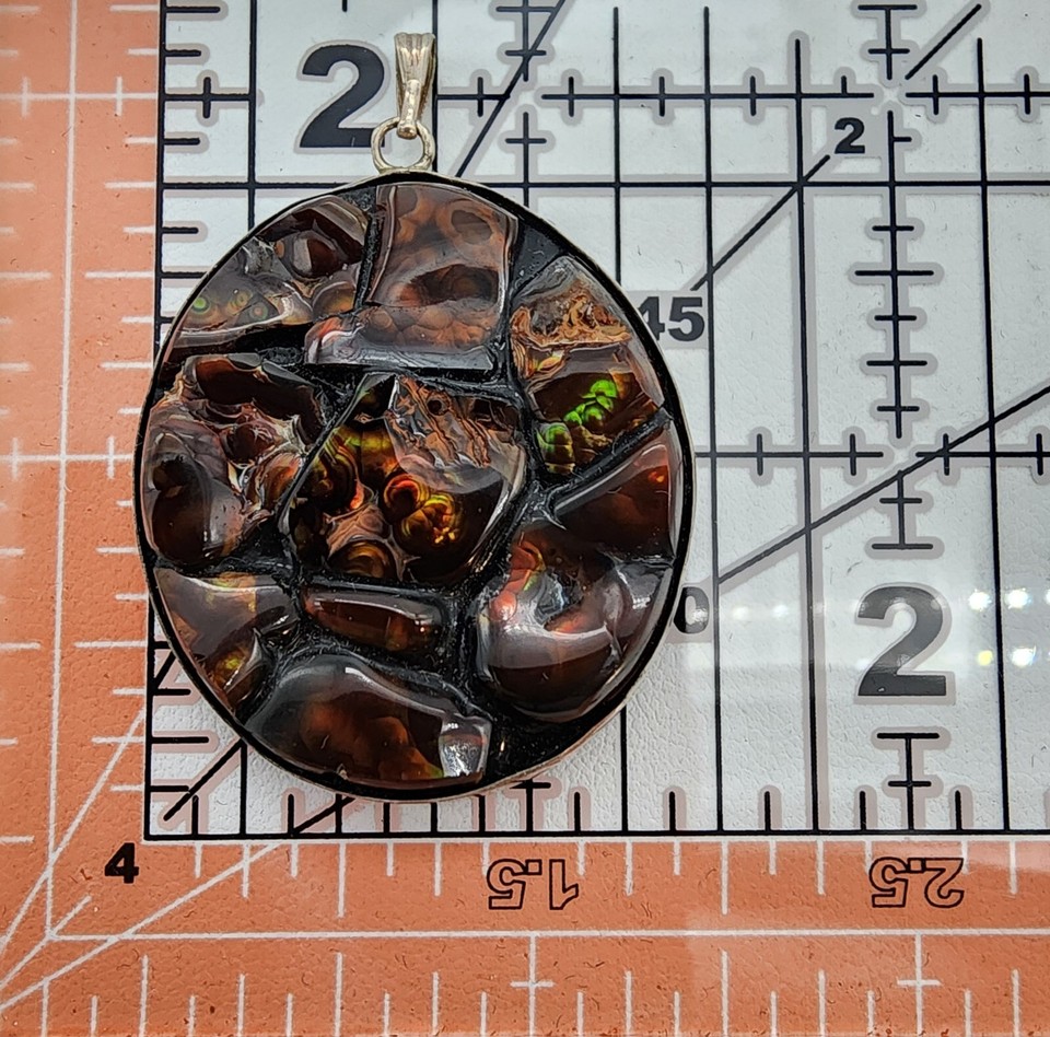 Sterling Silver 925 Natural Fire Agate Arizona Cluster 1 3/4" Pendant ...