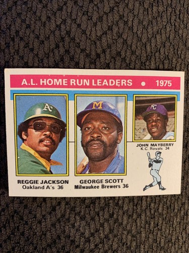 1976 Topps Reggie Jackson # 194 1975 AL Home Run Leaders Vintage ...