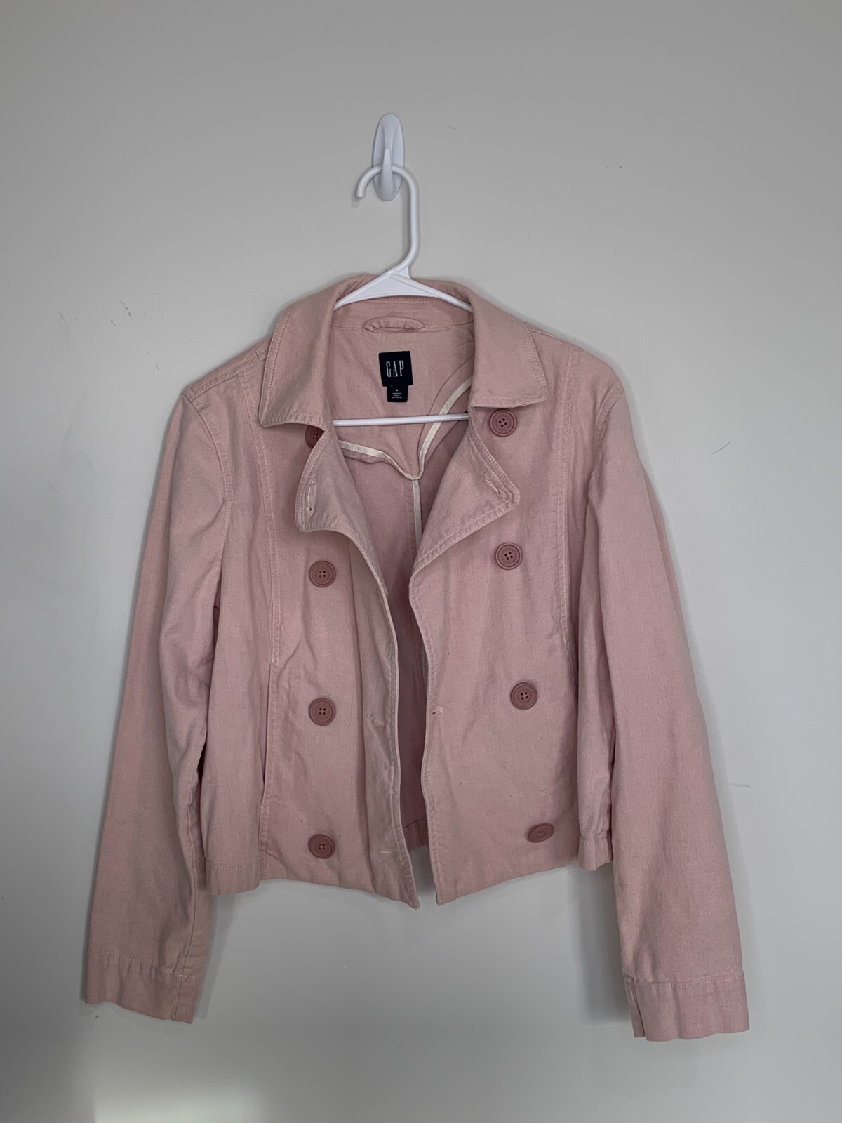 Gap Denim Jacket Pink Cotton Double Breasted Women Si… - Gem