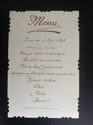 Ancien menu 1898 | eBay