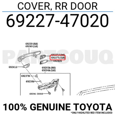 6922747020 Genuine Toyota COVER, RR DOOR 69227-47020 | eBay