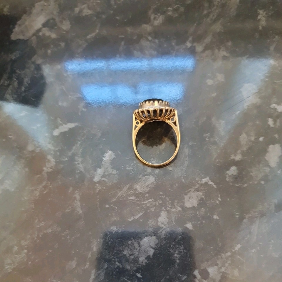 Princess Diana 9ct Gold Australian Sapphire Diamond Ring UK Size L1/2 ...