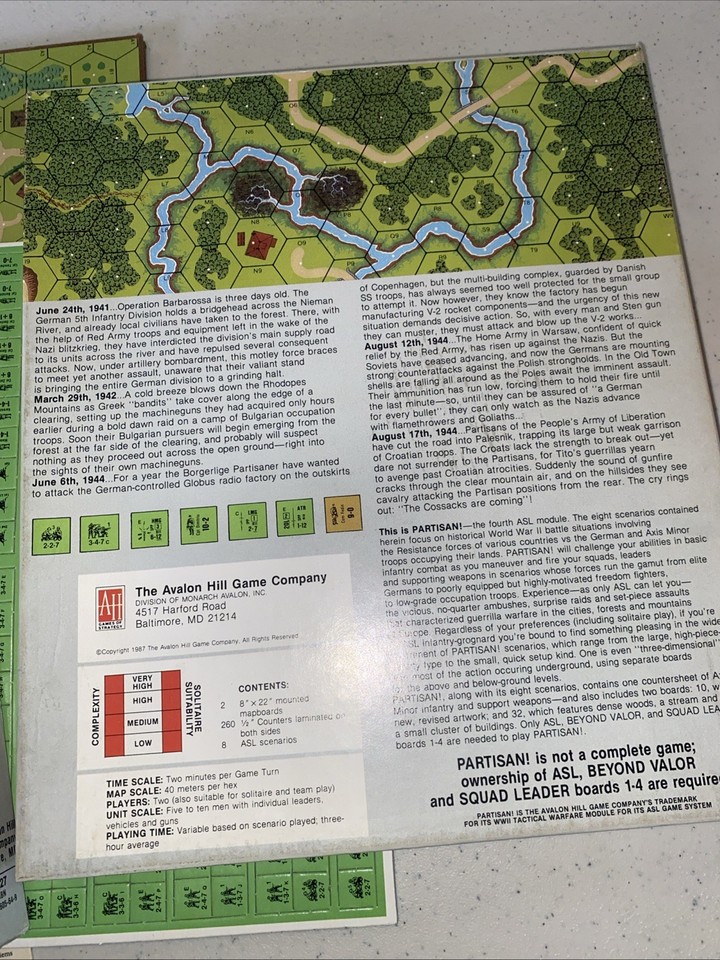 Avalon Hill Advanced Squad Leader Partisan! ASL Module 4 UnPunched | eBay