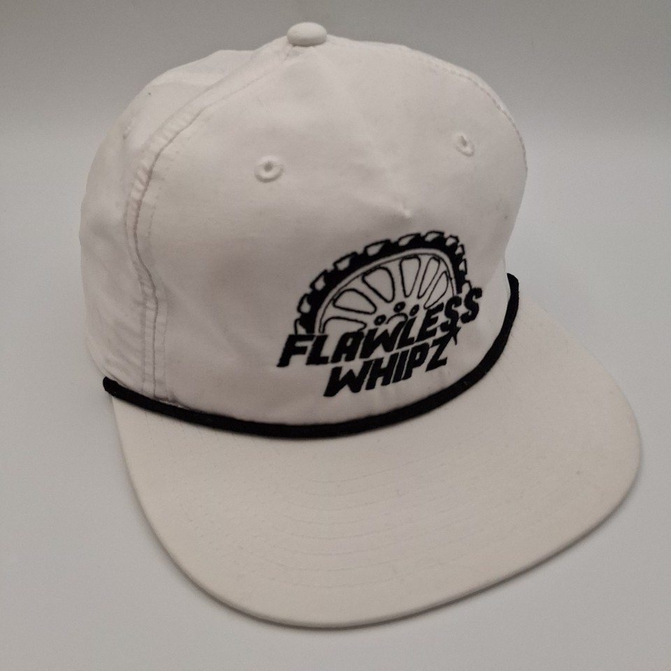 Flawless Whipz Hat Snapback Promo Cap White Black Rope Script Wheel ...