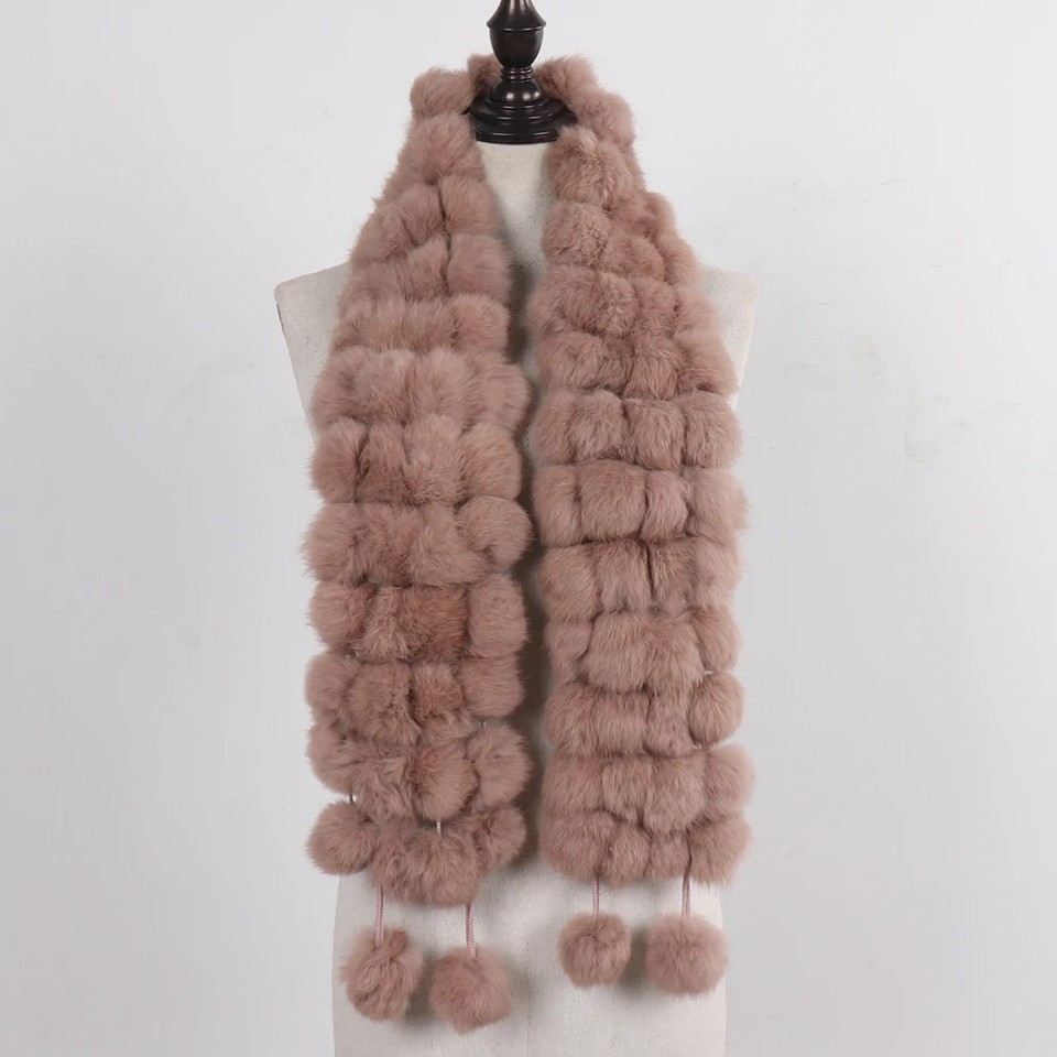 Warm Warm Women Scarves Real Rabbit Farm Fur Fluffy Winter Scarf ...