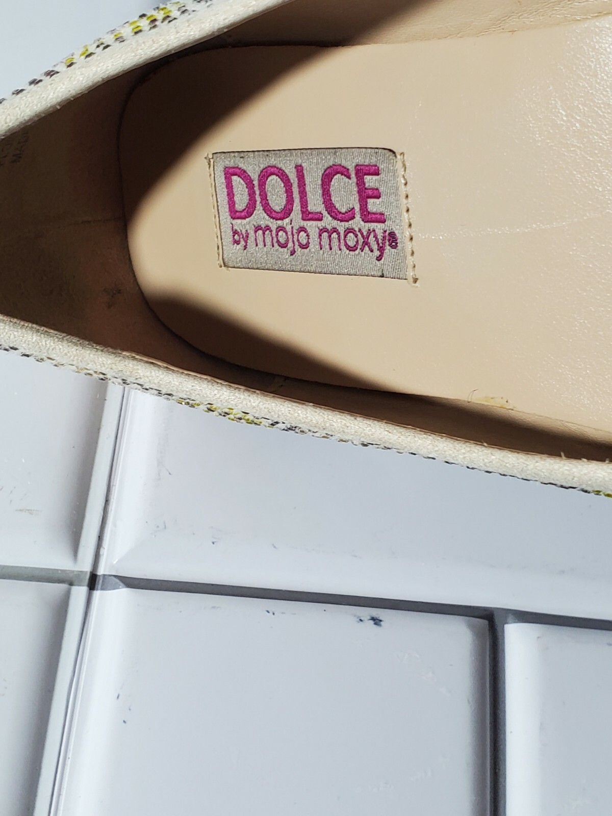 DOLCE BY MOJO MOXY Cream Fabric-Gem Ballet Flats Siz… - Gem