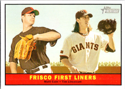 Frisco First Liners Cain & Lincecum 2010 Topps Heritage Baseball #383 ...